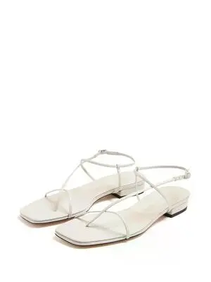 Studio Amelia Cross-front Nappa Leather Sandals - Neutrals