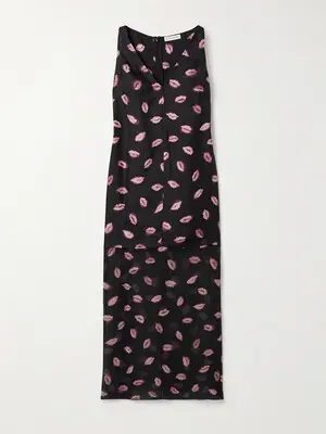 Altuzarra Katrin Layered Printed Silk-twill And Chiffon Midi Dress - Black