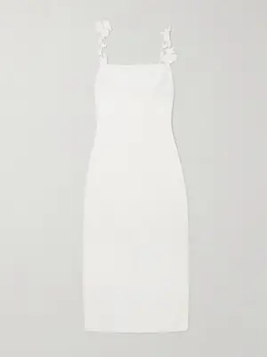 ANDRES OTALORA Petalos Embroidered Linen Midi Dress - Neutrals