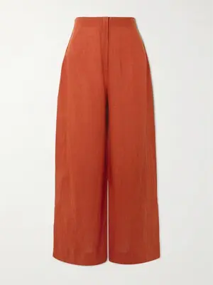 ANDRES OTALORA Poesia Wide-leg Linen Trousers - Red