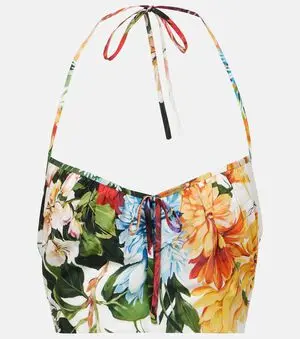 Dolce & Gabbana Floral Cotton Poplin Crop Top - Multicoloured