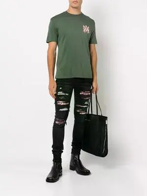 Amiri Cotton Ripped Skinny Jeans - Black