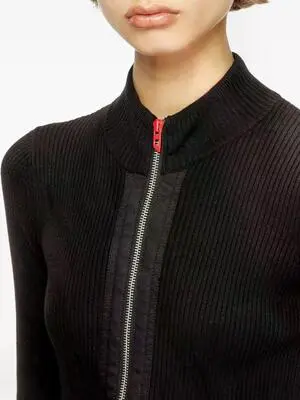 DIESEL® Ribbed Zip-front Cardigan With Utility Pockets - Black