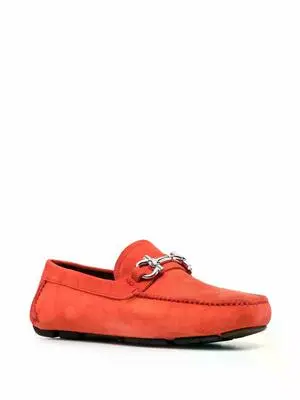 FERRAGAMO Parigi Suede Driver Shoes - Red