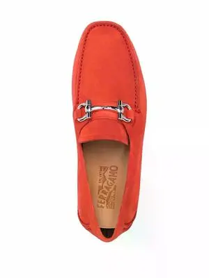 FERRAGAMO Parigi Suede Driver Shoes - Red