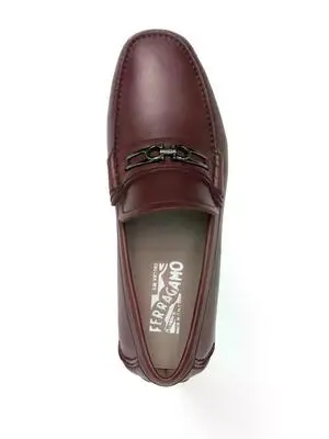FERRAGAMO Gancini Buckle Leather Loafers - Red