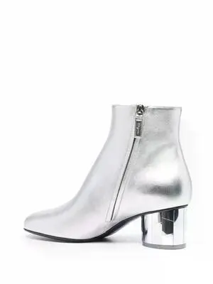FERRAGAMO Tone Mirrored Heel Leather Ankle Boots
