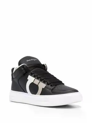 FERRAGAMO Gancini Print Low-top Sneakers - Black