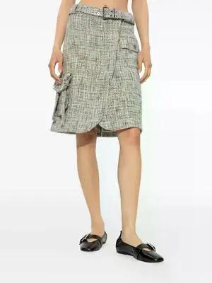 GANNI Belted Tweed Mini Skirt