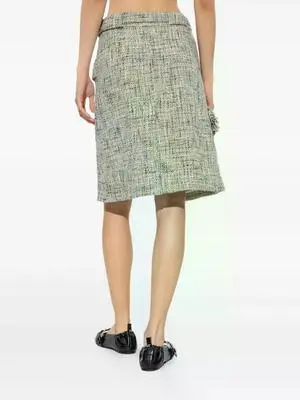 GANNI Belted Tweed Mini Skirt