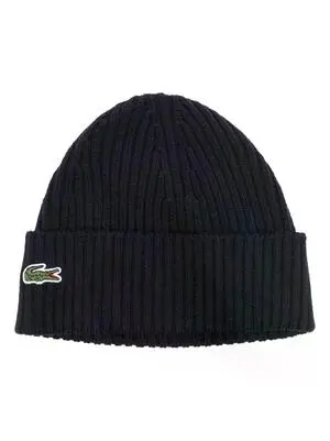 Lacoste Ribbed Knit Beanie - Blue