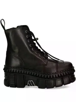 NEW ROCK Lace-up Platform Boots - Black