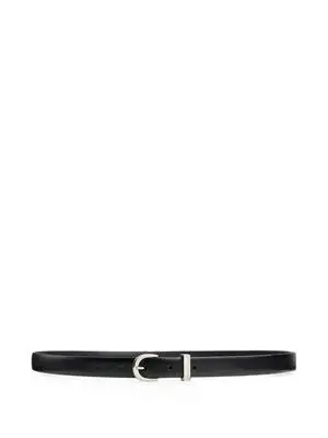 Khaite Luna Leather Belt With Palladium-plated Brass Hardware - Black