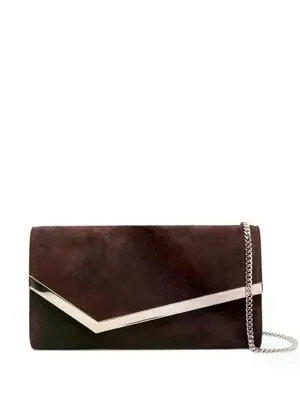 JIMMY CHOO Envelope Suede Clutch Brown