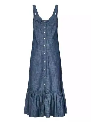 Polo Ralph Lauren Button-front Tiered Midi Dress - Blue