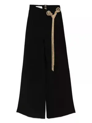 ISABEL SANCHIS Chain-detail Palazzo Trousers - Black
