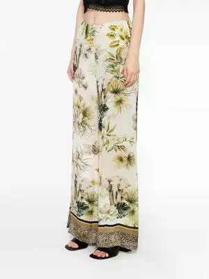 Elie Saab Savannah Print Wide Leg Trousers - White