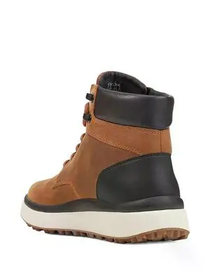 Geox Leather Lace-up Boots With Chunky Sole - Brown