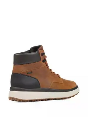 Geox Leather Lace-up Boots With Chunky Sole - Brown