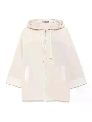 D.exterior Zip-up Oversized Jacket With Drawstring Hood