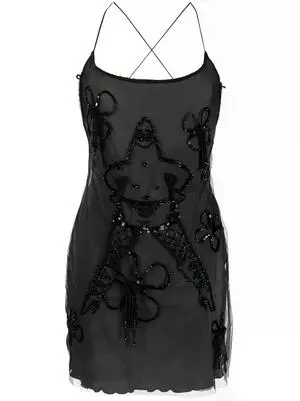 Gcds Embellished Tulle Mini Dress - Black