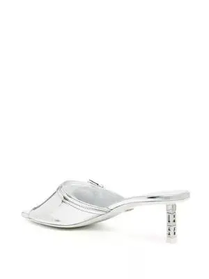 Gcds Tone Mirrored Leather Sandals - Silver
