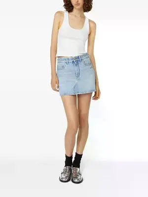Gcds Denim Mini Skirt With Crystal Embellishment