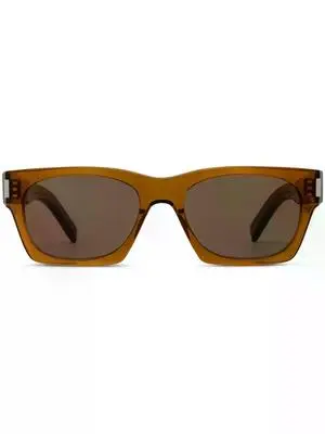 Saint Laurent Logo-print Sunglasses - Brown
