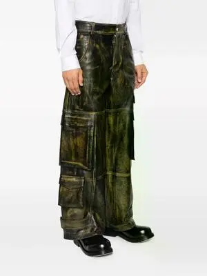 Gcds Rub-off Ultracargo Leather Trousers