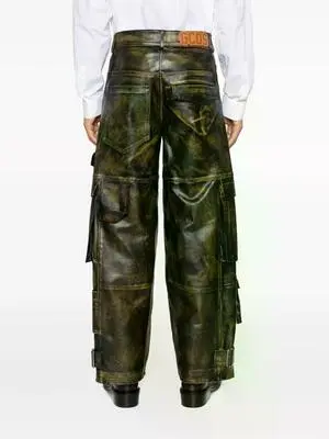 Gcds Rub-off Ultracargo Leather Trousers