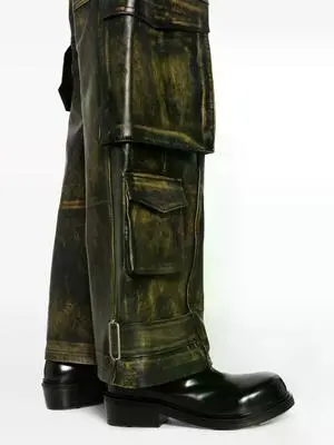 Gcds Rub-off Ultracargo Leather Trousers
