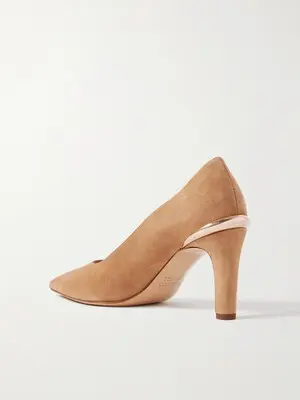 Gabriela Hearst Edwina Suede Pumps With Gold-tone Hardware - Neutrals