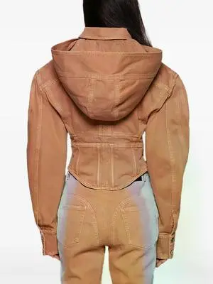 MUGLER Denim Corset Jacket With Hood