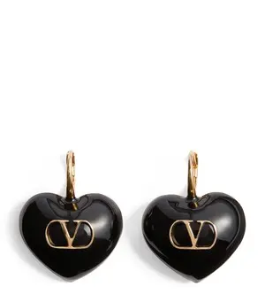 Valentino Garavani Valentino Garavani Enamel Heart Earrings Black