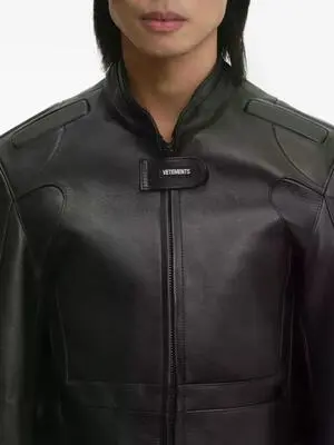 Vetements Logo-embossed Leather Zip Jacket
