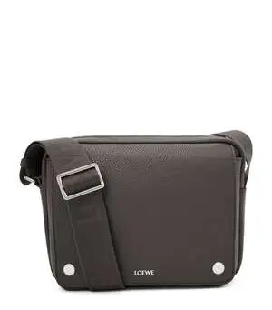 Loewe Medium Leather Pebble Messenger Bag Grey