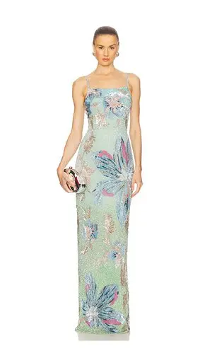 LA FUORI Cascade Floralia Fully Embroidered Gown