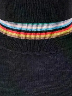 Paul Smith Turtleneck Sweater With Multicoloured Stripe Detail - Black