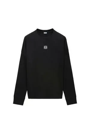 Loewe Ribbed Knit Cotton Crew Neck Long Sleeve Sweater
