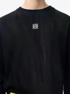 Loewe Ribbed Knit Cotton Crew Neck Long Sleeve Sweater