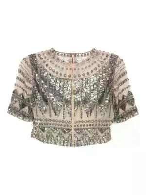 Elie Saab Embellished Tulle Crop Top