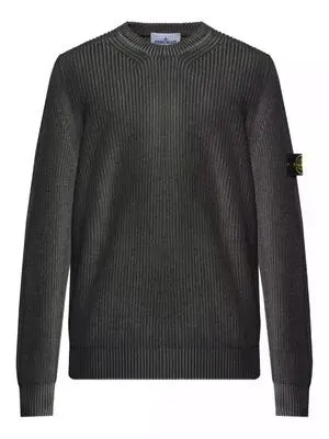 Stone Island Ribbed Knit Crew Neck Sweater - Grey