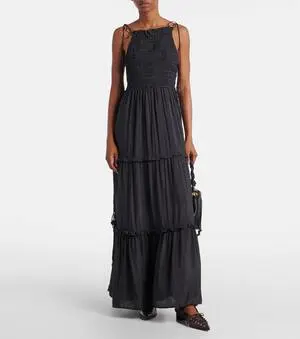 GANNI Smocked Tiered Maxi Dress