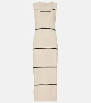 Varley Scott Striped Cotton Midi Dress - White