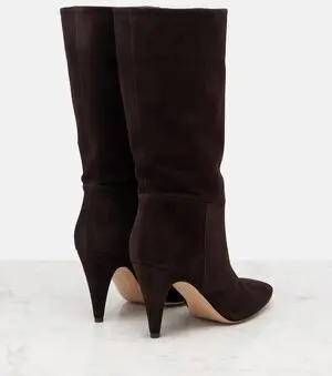 GIANVITO ROSSI Elise Suede Pointed Toe Boots - Brown