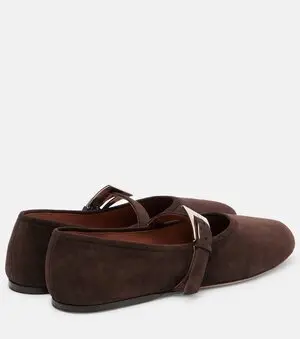 Paris Texas Sveva Suede Mary Jane Flats - Brown