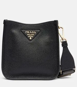Prada Mini Leather Shoulder Bag - Black