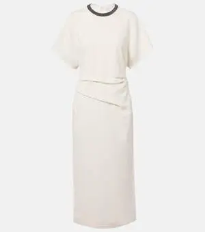 Brunello Cucinelli Linen-blend Midi Dress - White