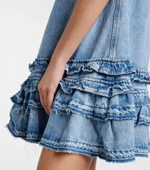 GANNI Ruffled Denim Mini Dress