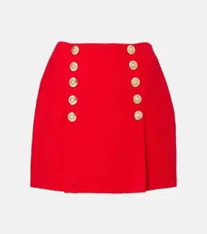 Balmain Pleated Wool-blend Miniskirt